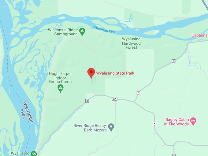 The Bluff Trail in Wyalusing State Park 10 Map
