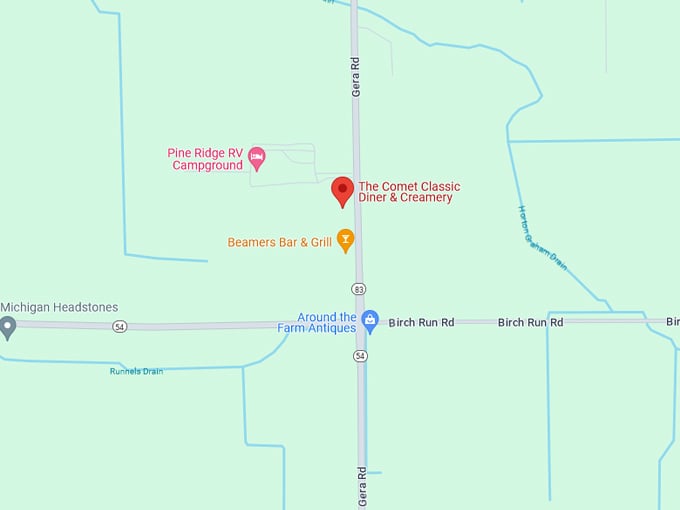 Comet Classic Diner & Creamery 10 Map