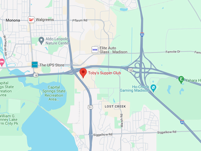 Toby's Supper Club 10 Map