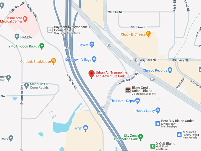 Urban Air Trampoline and Adventure Park 10 Map