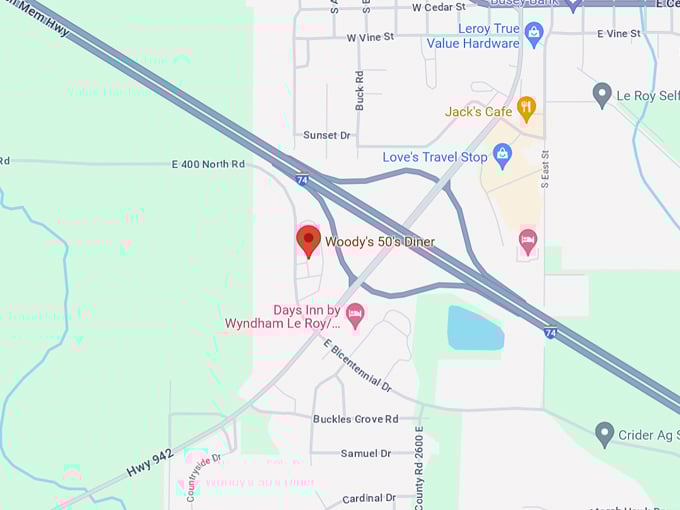 Woody's 50's Diner 10 Map