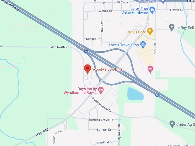 Woody's 50's Diner 10 Map