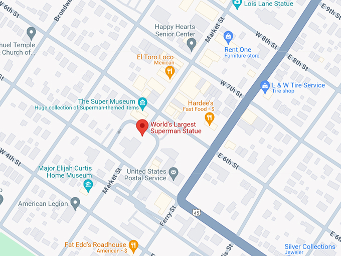 World's Largest Superman Statue 10 Map