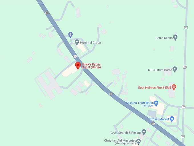 Zinck's Fabric Outlet 10 Map
