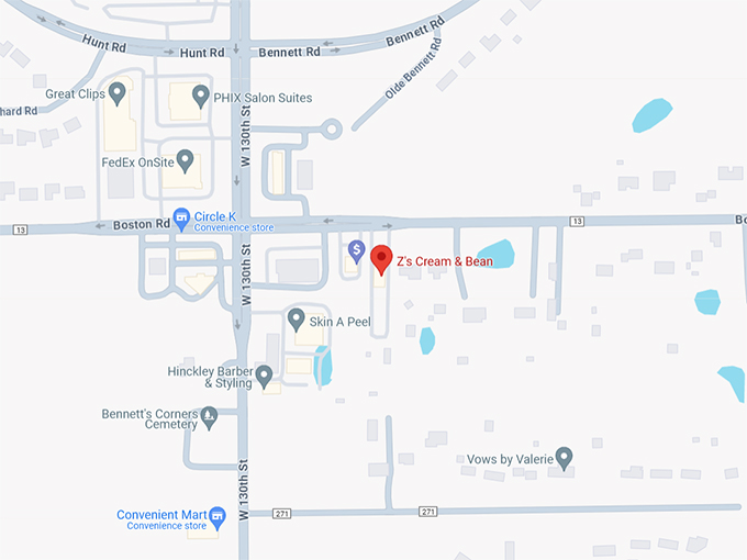 Z&rsquo;s Cream & Bean 10 Map