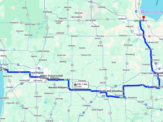 michigan best antique stores map