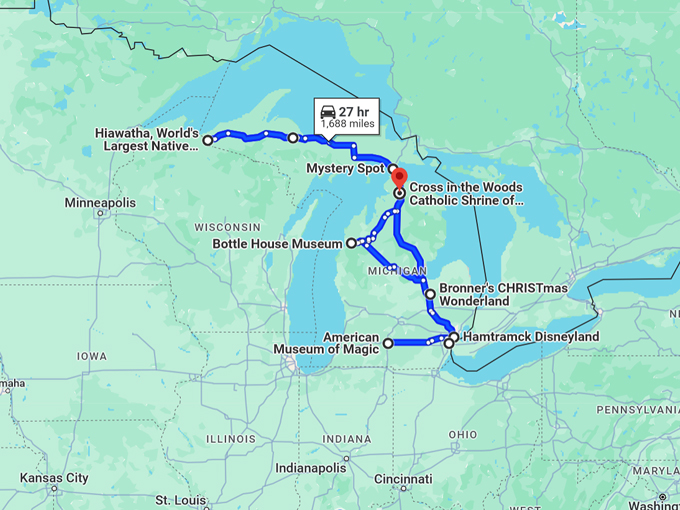 quirky-road-trip-michigan 10 map