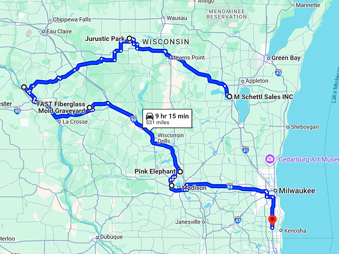 quirky road trip wisconsin map