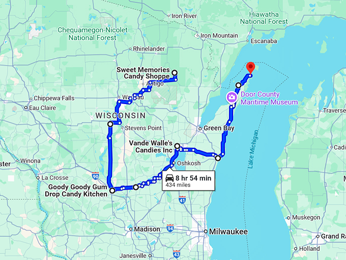 sweetest road trip wisconsin 11 map