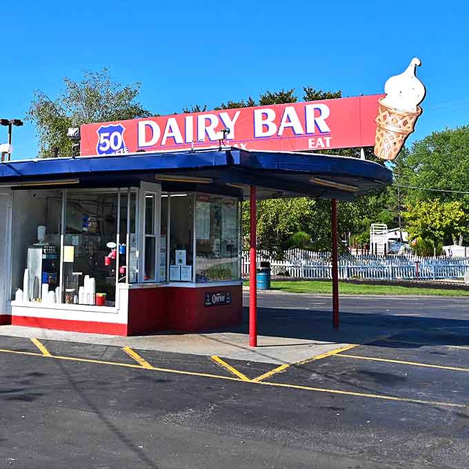 The iconic 50 Dairy Bar stands proudly along Route 50 in Hillsboro, its vintage sign and classic red trim beckoning ice cream lovers for generations.