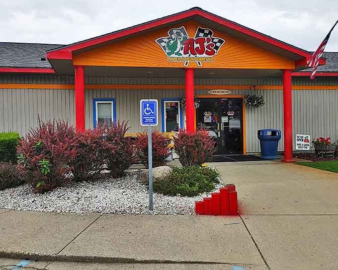 The cheerful red-trimmed facade of AJ's welcomes visitors with a promise of old-school fun that doesn't require a software update or password.