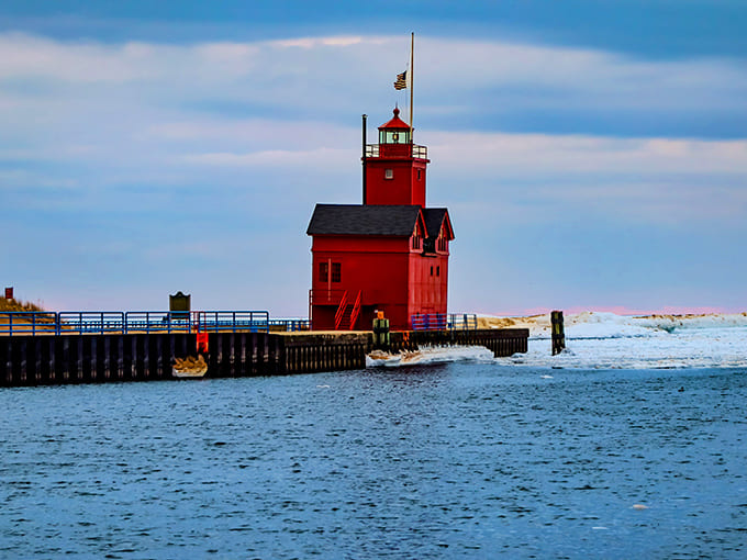 Standing proud in brilliant red, this lighthouse has been the star of countless photos and the guardian of Lake Michigan's eastern shore for generations.