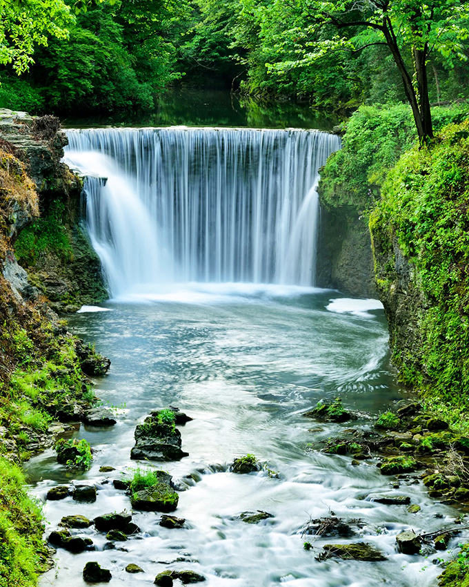 Cedar Cliff Falls cascades like nature's own silk curtain, creating a mesmerizing 25-foot drop that hypnotizes visitors with its perpetual performance.