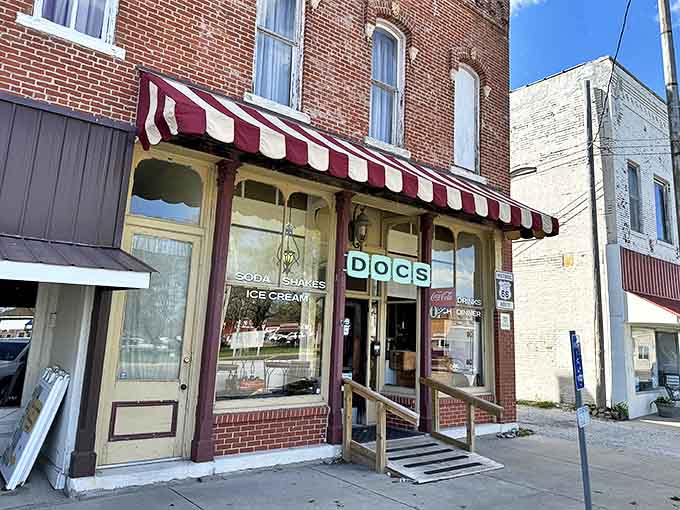 Stepping up to Doc's storefront is like walking into a Norman Rockwell painting &ndash; that red and white awning practically screams "America's golden age."