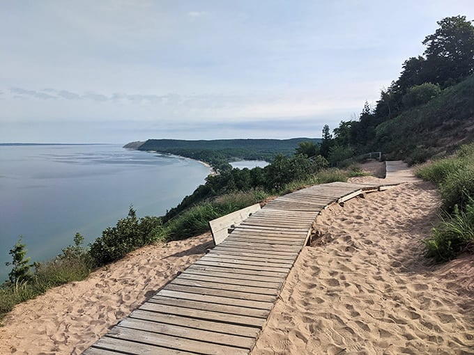 That moment when the forest opens up and Lake Michigan says hello, this overlook delivers views that make your heart skip a beat and your camera work overtime.