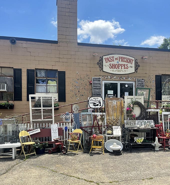 The exterior promises vintage charm with a side of organized chaos, like your cool aunt's garage sale went professional.