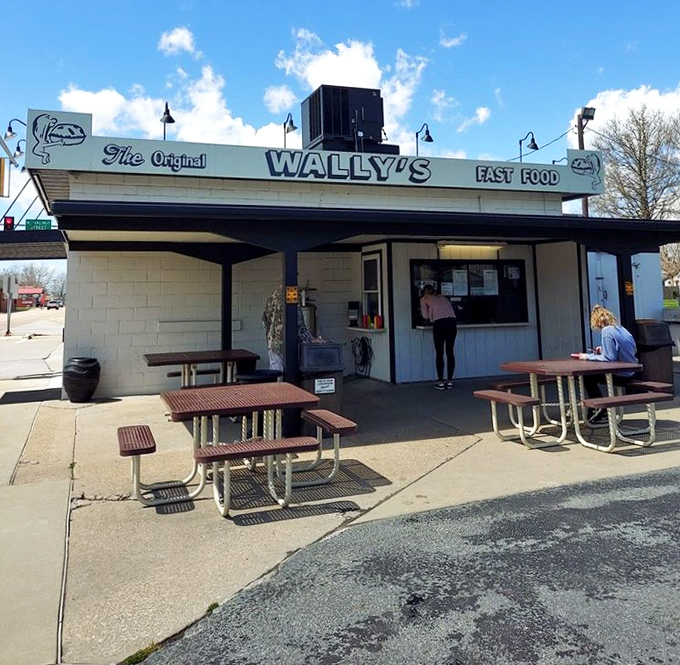 The unassuming white exterior of Wally's belies the culinary treasures within – proof that greatness doesn't need flashy packaging.