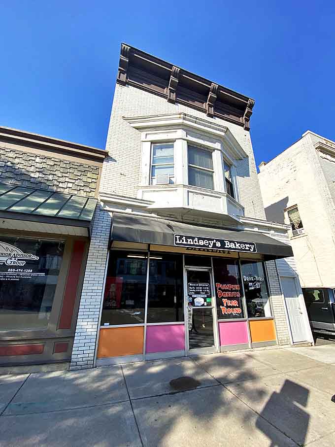 Lindsey's Bakery's charming storefront stands proudly on Circleville's main street, its colorful panels promising sweet treasures within.