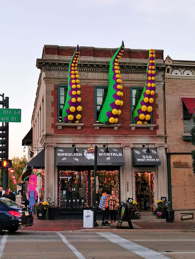 Ghoulish Mortals Store: Those eye-catching tentacles aren't just decoration&mdash;they're a siren call to the curious, beckoning passersby into Waukesha's weirdest wonderland.
