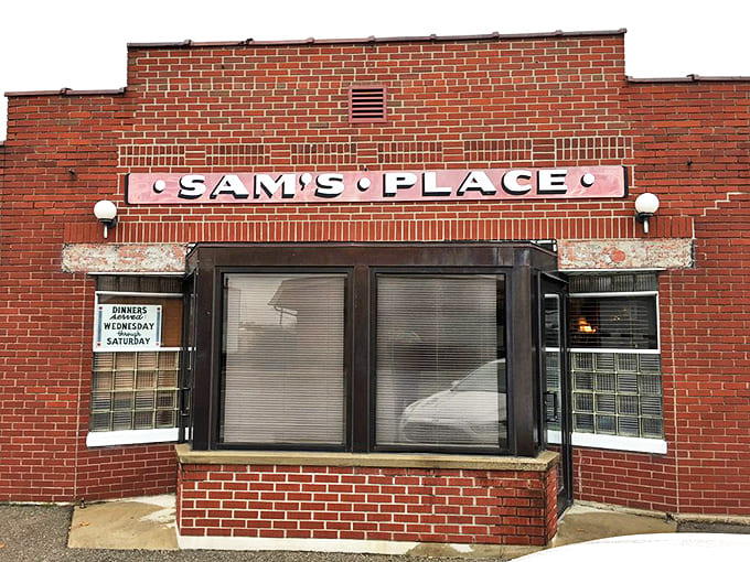 The unassuming brick exterior with its vintage sign belies the culinary time machine waiting inside. Some treasures don't need flashy advertising.