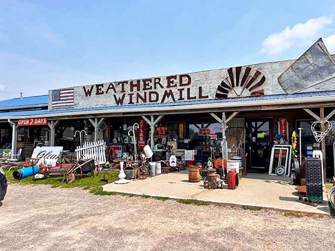 The Weathered Windmill's rustic exterior promises treasures within &ndash; like finding your eccentric uncle's barn if he had impeccable taste and never threw anything away.
