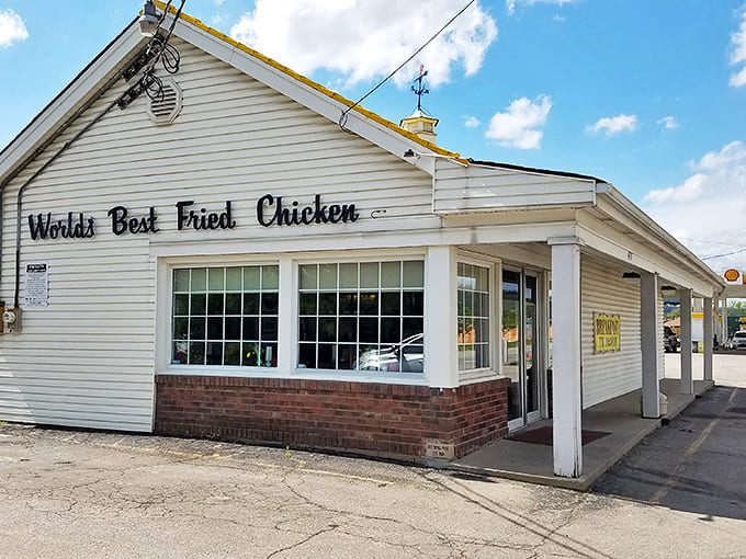 The modest white building boldly proclaims "World's Best Fried Chicken" &ndash; a claim that seems audacious until you've tasted what's cooking inside.