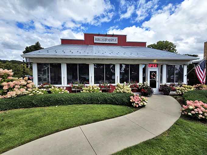 A charming red-roofed haven surrounded by blooming hydrangeas, Birch & Maple looks more like your stylish friend's cottage than a culinary wonderland.