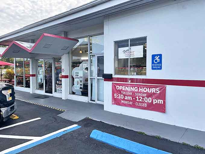 The unassuming storefront with its crisp white walls and bold red trim belies the breakfast treasures waiting inside this Florida gem.