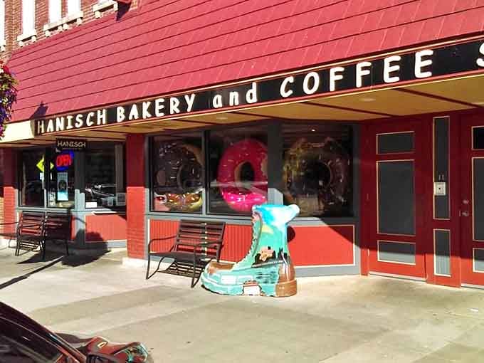 The iconic red awning of Hanisch Bakery welcomes sugar enthusiasts like a beacon of sweet hope in downtown Red Wing.