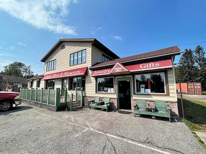The Beaver Bay Agate Shop beckons travelers along Minnesota's scenic Highway 61 with promises of geological treasures inside.