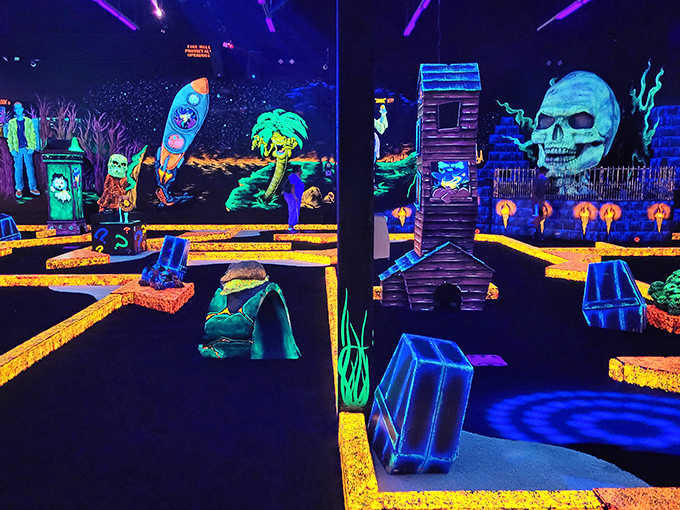 Monster Mini Golf's entrance beckons brave putters into a world where fluorescent fun trumps Florida sunshine. The adventure begins here!