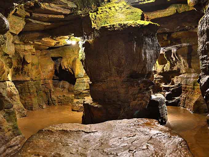 Ancient limestone chambers beckon explorers into a subterranean world where time seems to stand still and imagination runs wild.
