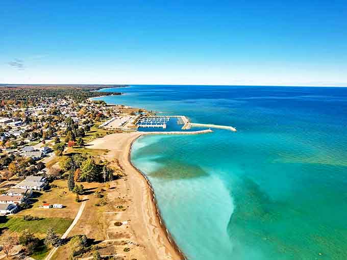 Rogers City: Where Lake Huron's turquoise waters meet pristine shoreline, creating a postcard-perfect Michigan escape that rivals Caribbean vistas.