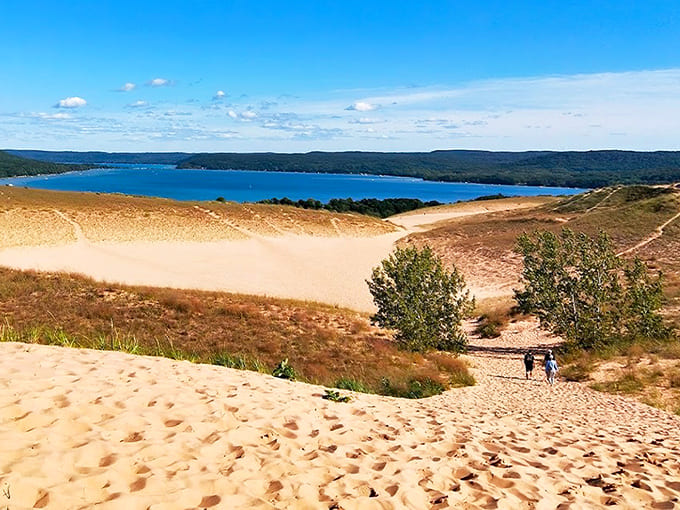 Silver Lake State Park offers a breathtaking panorama where golden dunes meet azure waters, creating Michigan's most stunning natural playground.