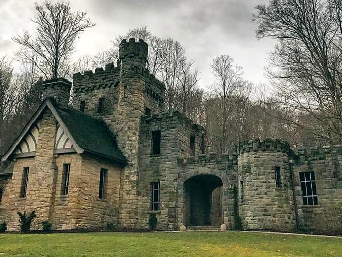 Squire's Castle stands majestically among Ohio trees, its stone turrets and battlements looking like they teleported straight from medieval Europe.