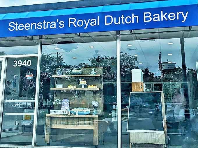 The iconic blue awning beckons sweet-toothed pilgrims to this Grandville institution, where Dutch baking traditions have thrived for generations.