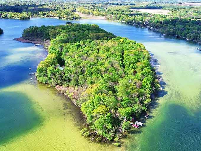 From above, Sugar Island looks like Mother Nature's own private garden, floating serenely in waters so blue they'd make a swimming pool jealous.