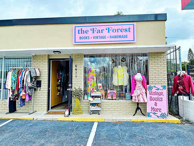 A pastel-hued portal to vintage paradise, where beaded curtains and colorful displays beckon the curious into a world of wonders.