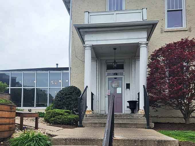 The classic entrance welcomes you like an old friend, promising good food and even better company inside.