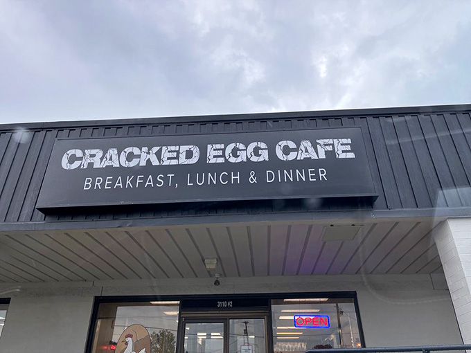 The Cracked Egg Cafe exterior promises big things, and trust us, those promises are deliciously kept inside.