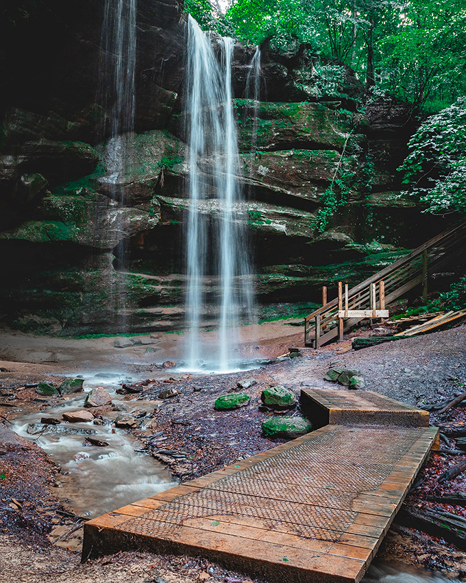 Nature's masterpiece in full display &ndash; Lyons Falls cascades 48 feet down ancient sandstone, creating a misty paradise for hikers and photographers alike.