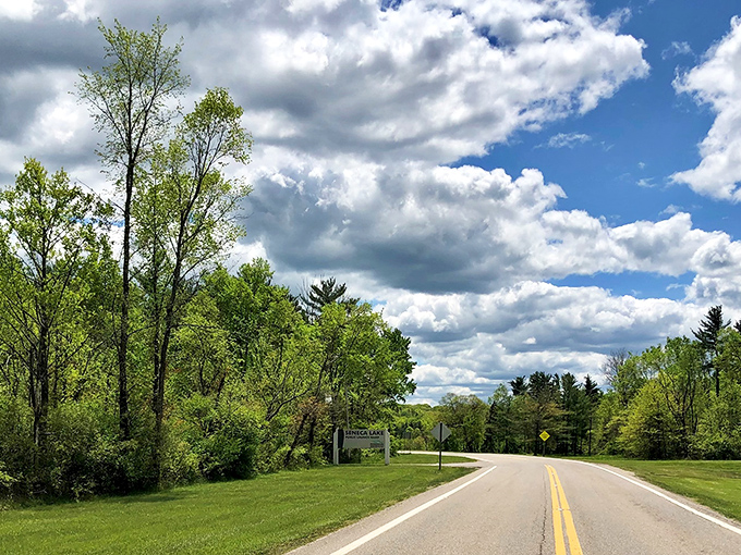 The entrance to paradise: where Seneca Lake Loop begins its scenic journey through Ohio's hidden waterfront wonderland.