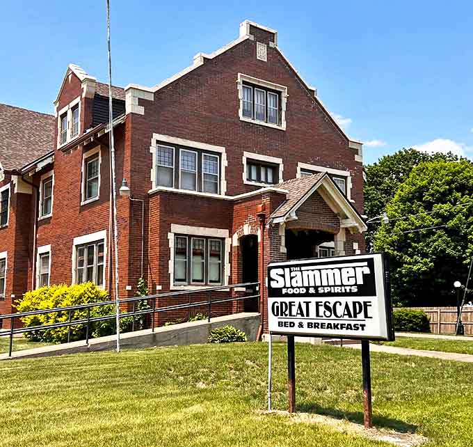 This stately red brick building once housed inmates but now welcomes guests seeking an unforgettable overnight adventure in small-town Illinois.
