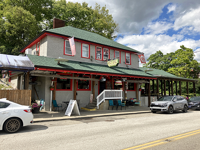 The Turf Club: This charming two-story Cincinnati landmark, with its distinctive red trim and green roof, promises burger nirvana before you even step inside.
