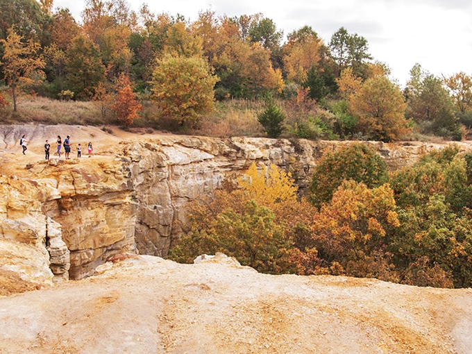 Buffalo Rock State Park's dramatic sandstone cliffs rise majestically above the Illinois River, a geological masterpiece sculpted by ancient waters.