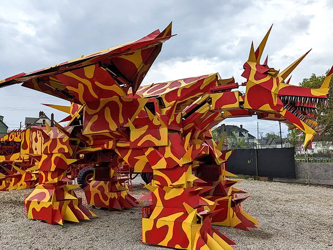 Fiery dragon meets monster truck in this jaw-dropping creation that looks ready to breathe actual flames and crush small villages.