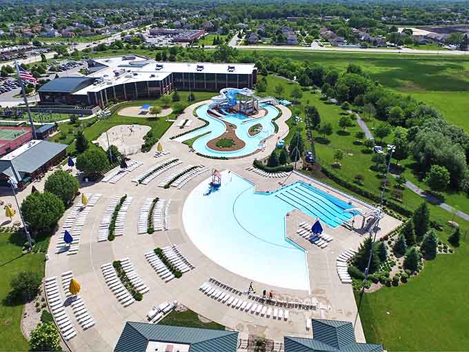 From above, this aquatic playground looks like someone designed the perfect summer day and then built it in Tinley Park.