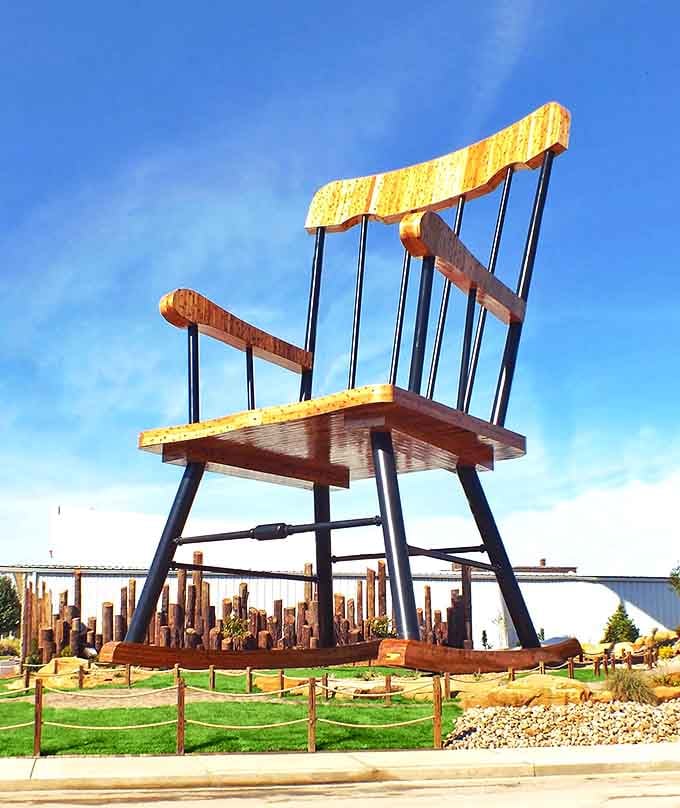 Standing 56 feet tall and weighing over 46,000 pounds, this isn't your grandmother's rocking chair unless your grandmother happens to be a giant.