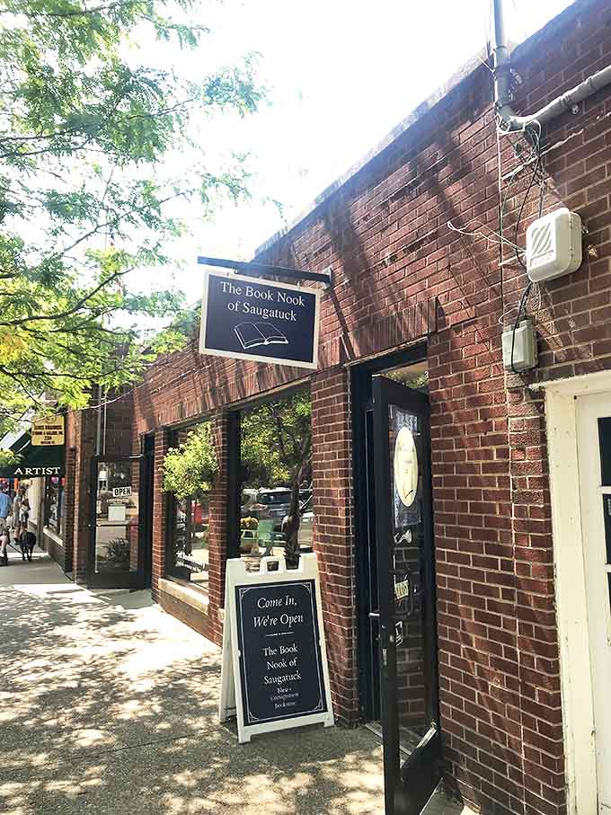 The brick fa&ccedil;ade of The Book Nook beckons bibliophiles with its simple charm, like a literary speakeasy hiding in plain sight on Saugatuck's Butler Street.
