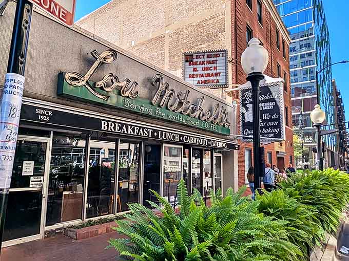 The iconic neon sign of Lou Mitchell's beckons hungry Chicagoans like a breakfast lighthouse on West Jackson Boulevard.